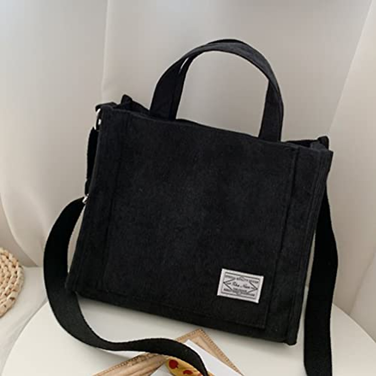 Abaodam Tote Bag for Women, Satchel Bag Handbag Crossbody Bag, Black