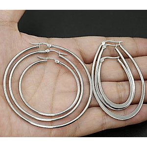 FIBO STEEL 6 Pairs Hoop Earrings for Women Teardrop Hoop Earrings Set 40-60MM