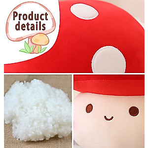 Yulefly Large Mushroom Plush Toy, Mushroom Stuffed Animal Hugging Throw Pillow Plushies Doll Toy, Gift for Birthday Valentine (Red, 12inch)