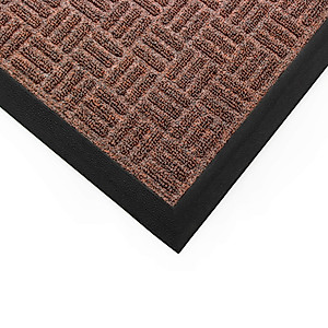 ULTRALUX Premium Indoor Outdoor Door Mat 35” x 59” Absorbent, Strong, Non-Slip Entry Rug Heavy Duty Rubber Backed Doormat, Brown Dirt Barrier Entrance Mat