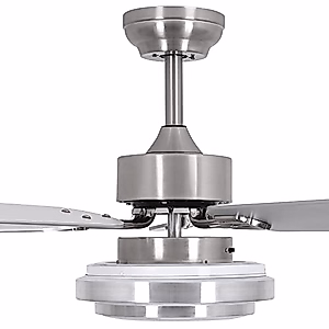 hykolity 52 Inch Ceiling Fans with Lights (Integrated LED) Remote Control, Reversible Motor and Blades, ETL Listed, for Patio Living Room, Bedroom, Office - Brushed Nickel (5-Blades)