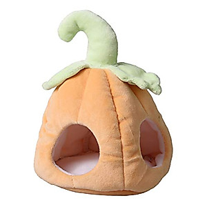 POPETPOP Pumpkin Design Guinea Pig Hamster Sleeping Bed - Warm Small Animal House Bed - Cosy Winter Snuggle Bed Cushions for Hamster, Chinchillas, Squirrels, Guinea Pig and Other Small Pets
