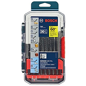 BOSCH T30C T-Shank Multi-Purpose Jigsaw Blades, 30 Piece, Assorted, Jig Saw Blade Set for Cutting Wood and Metal