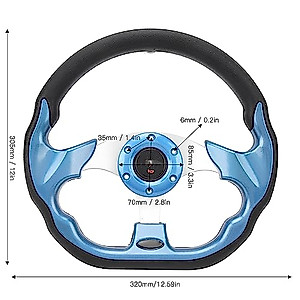 Steering Wheel Kit, PU Leather Surface Strong Grip Wear Resistant Cart Steering Wheel 12.5 Inch Universal Beautiful for DS Precedent Onward Tempo (Blue)