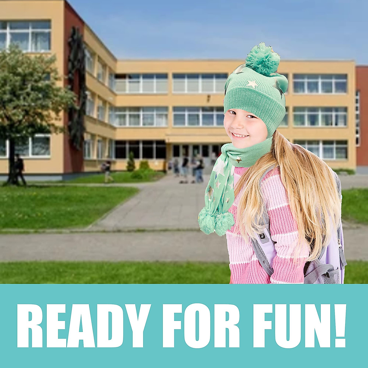 PEAK 2 PEAK Girls 3-Piece Winter Beanie Hat, Scarf and Gloves Cold Weather Set