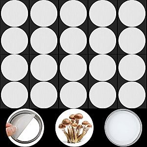 Synthetic Filter Paper Stickers 0.3 μm Filter Disc Wide Mouth Filter Paper Stickers Disc Adhesive Filter Patch Sticker for Mushroom Cultivation Wide Mouth Jar Lids Mason Jars, 68 mm(20 Pieces)