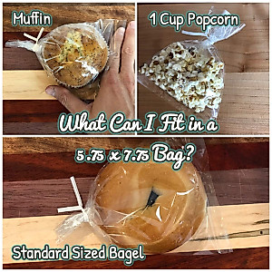 100 Clear Treat & Favor Bags | Ties Included | Great For Cake Pops, Candy, Gifts, Wedding or Party Favors | Food Safe Plastic | Stronger Than Cellophane | 1.5 Mils Thickness | 5.75" x 7.75"