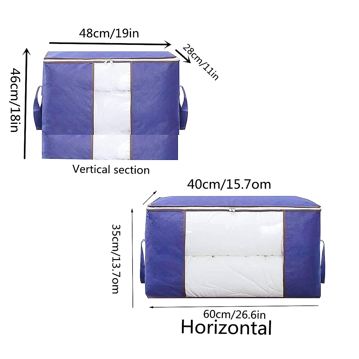 SZLY (2 Pieces) Large-Capacity Clothing Storage Bag with Reinforced Handles and Sturdy Zipper, Suitable for Clothes, Quilts, Blankets