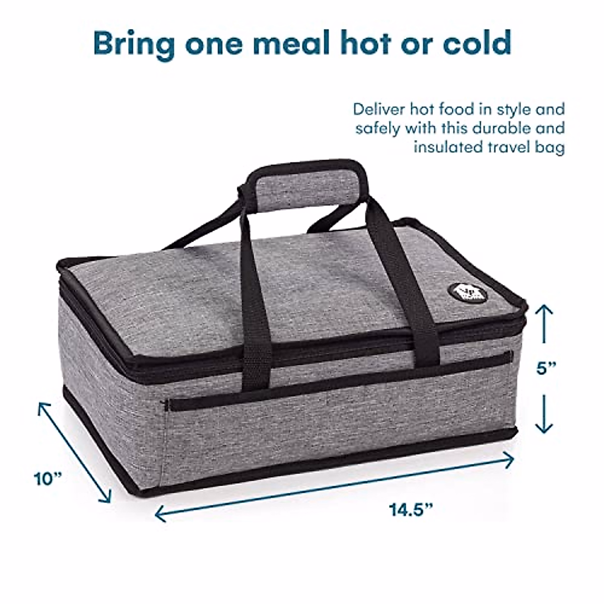 VP Home Insulated Casserole Carrier Travel Bag (Heather Gray) for Trip, Birthday Party, Mother's Day, Grocery Store, Supermarket, Outdoor Picnic etc.