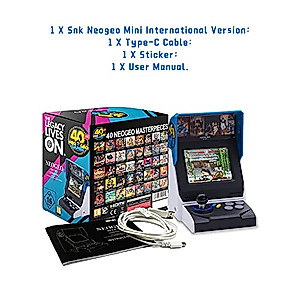 NEOGEO Mini Arcade International Version, 40 Pre-Loaded Classic SNK Games:The KING of The FIGHTERS / METAL SLUG and More, Built-in Clearly 3.5”LCD Screen, HDMI and 2 Gamepad Ports