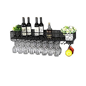 PIBM Stylish Simplicity Wine Shelf European Wrought Iron Hanging Wine Rack, Creative Wall Hanging Wine Rack, Black , 120CM