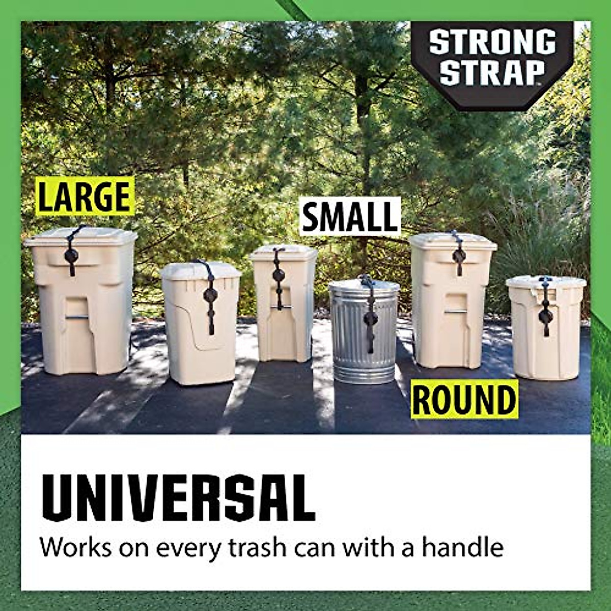 Blazer Brand Strong Strap Stretch Latch - Universal Lid Lock for Outdoor Garbage Cans (Starter Kit)