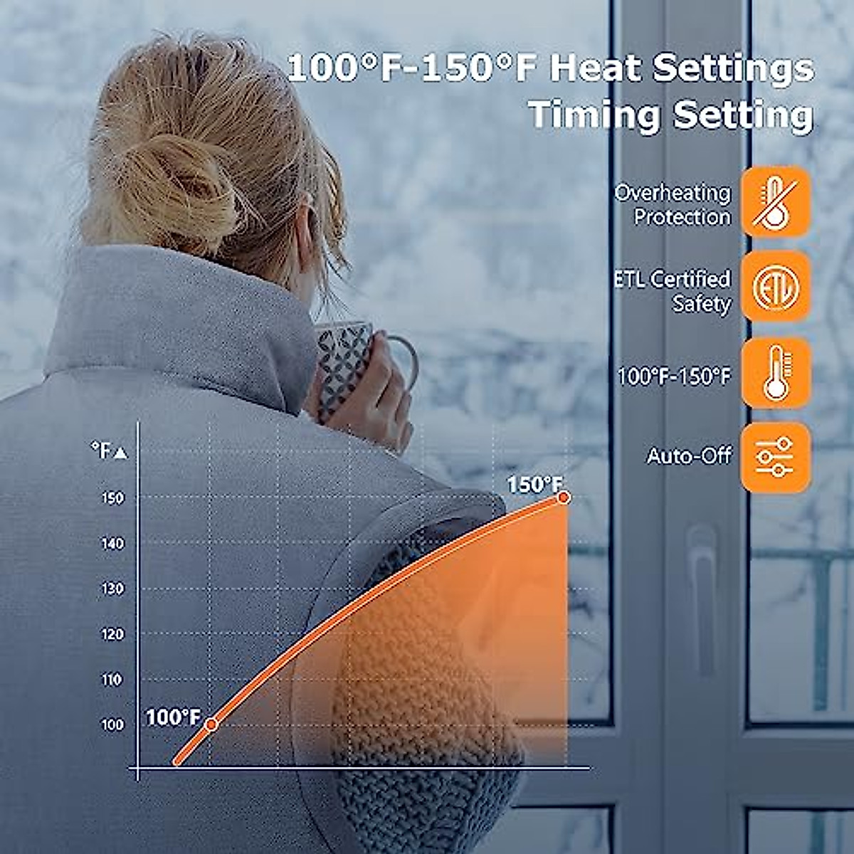 Heating Pad for Back Pain Relief, 24"x33" Weighted Heating Pad for Neck and Shoulder, Neck Heating Pad Fast-Heating with 6 Settings, Auto Shut-Off Full Body Heating Pad, Gifts for Women-Washable