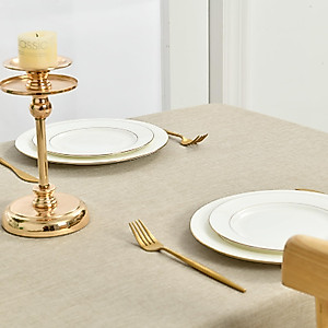 Hiasan Faux Linen Rectangle Tablecloth - Wrinkle and Stain Resistant Washable Table Cloth for Kitchen Dining Room Holiday Table Cover for Party Dinner, Beige, 60 x 102 Inch