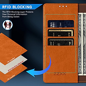 ZZXX for Samsung Galaxy S20 FE Wallet Case with [RFID Blocking] Card Slot Kickstand Magnetic Closure Leather Flip Fold Protective Phone Case for Samsung Galaxy S20 FE 5G Case Wallet(Brown-6.5 inch)