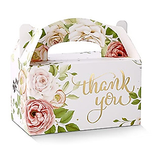 SOSFKIM Gable Treat Boxes Large 24 Pack - Floral Party Favor Boxes Bulk Embossed Foil 6.3x 3.5x 3.5in - Goodie Gable Boxes for Baby Shower, Wedding, Birthday