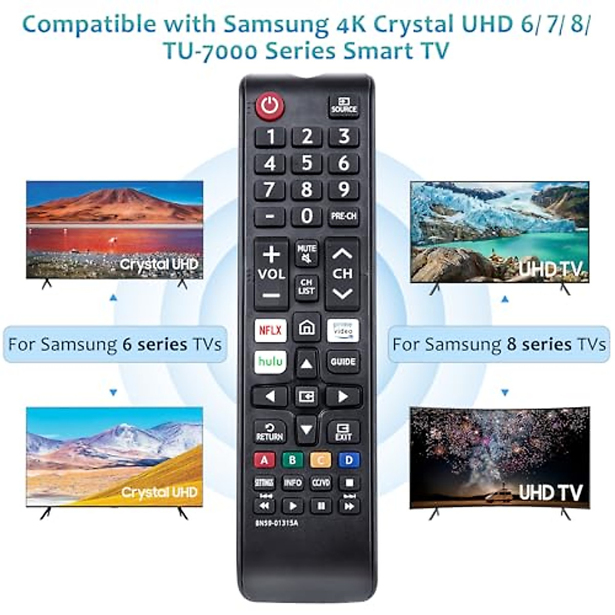 LOUTOC Replacement BN59-01315A Remote Control Compatible with Samsung 4K Crystal UHD 6/7/8/9/TU-7000 Series Smart TV(BN59-01315J/BN59-01315E)