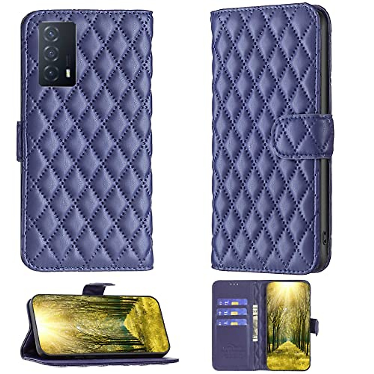 jioeuinly Flip Stand Case Compatible for Vivo Iqoo Z5 5g Phone Case Cover PU Leather Kickstand Magnetic Wallet Case XXF-LAN