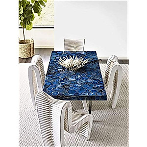 Blue Agate Stone Rectangular Counter Top for Kitchen, Blue Agate Stone Rectangular Dining Table Top, Blue Agate Rectangular Centre Table Top Coffee Table Top, Piece Of Conversation, Family HeirLoom