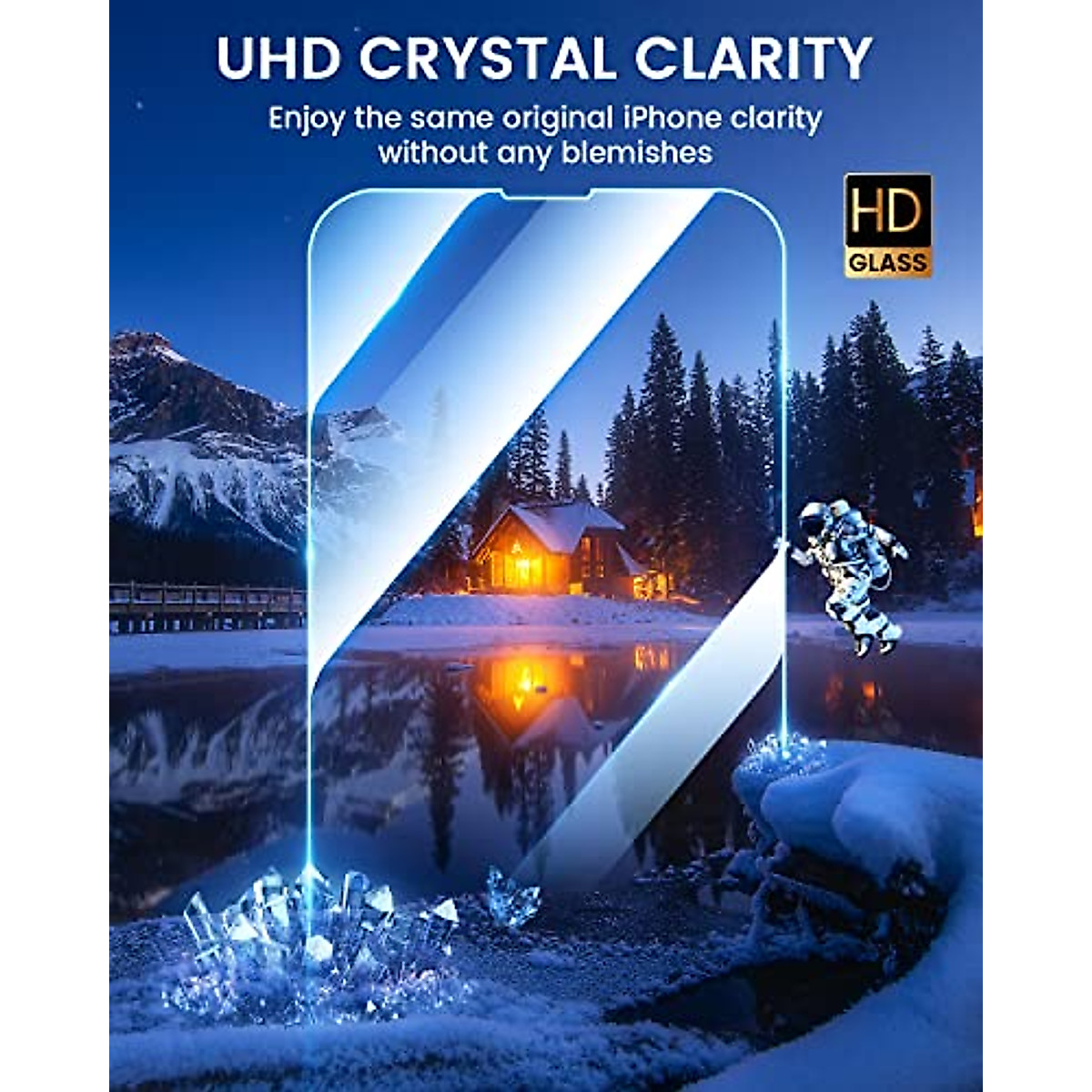 DIMONCOAT 4-PACK Screen Protector Compatible iPhone 13/iPhone 13 Pro/iPhone 14 6.1''[Auto Alignment Kit] [10X Military Protection] iPhone 13/13 Pro/14 Diamonds Hard Tempered Glass Bubble Free