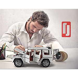 EROCK Exquisite car Model 1/24 Benz G63 AMG Model Car, Zinc Alloy Pull Back Toy car with Sound and Light for Kids Boy Girl Gift (White)