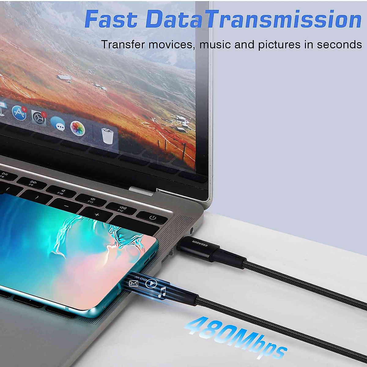 UrbanX USB C to USB C Cable 6.6ft 100W, 2Pack, USB 2.0 Type C Charging Cable Fast Charge for Microsoft Surface Duo 2, iPad Pro 2020, iPad Air 4,Pixel, Switch, LG, and More (Black)