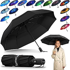 TUMELLA UltraV7 #1 Windproof Travel Umbrella [Light, Beautiful, Superior & Unbreakable], 2023 Anti-Flip & Ultra-Flex Tech, Compact, Small, Portable, Automatic, Strong, Durable, Premium Grip, Vibrant Designs, Folding Umbrella