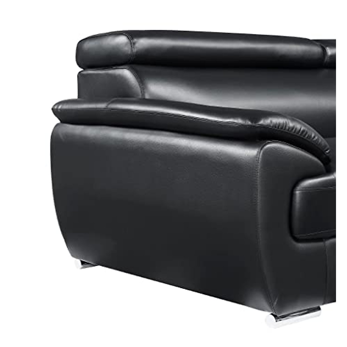 Blackjack Furniture 4571 Veal Collection Leather Upholstered Modern Living Room Loveseat, Black