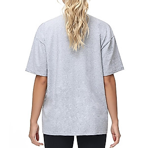 THE GYM PEOPLE Women's Casual Oversized T-Shirts Summer Crewneck Short Sleeve Workout Basic Tee Tops Heather Grey
