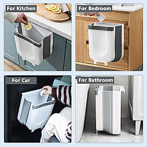 Weudes 3.4 Gallon Kitchen Compost Bin for Counter Top or Under Sink, Foldable Hanging Small Trash Can with Trash Bag Holder for Kitchen Cabinet Door/Cupboard/Bathroom/Bedroom/Office/Car/RV.