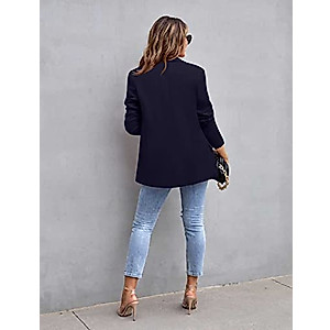 CRAZY GRID Womens Casual Blazer Long Sleeve Business Suit Jacket Open Front Button Work Office Blazer Jacket Fashion Dressy Ladies Blazer Black Size X-Large