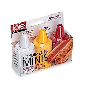 Joie Condiment Mini Squeeze Bottles with Nozzle Caps, Non-Stick Silicone, Set of 3