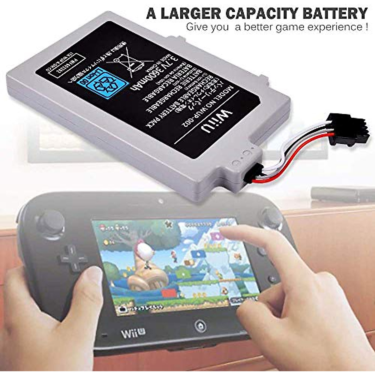 UCEC Wii U Gamepad Battery, Wii U Accessories 3600 mAh Wii U Battery Replacement Rechargeable Battery Pack Compatible for Nintendo Wii U Gamepad WUP-010, WUP-012