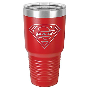 SUPER DAD-B RED 30 oz Drink Tumbler With Straw and Slide Top Lid | Laser Engraved Travel Mug | Compare To Yeti Rambler | Gift Idea Dad For Father's Day & Birthday