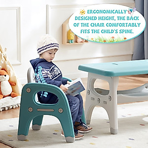 DOREROOM Kids Table and Chair Set, Plastic Children Activity Table with 2 Chairs, Toddler Table and Chair Set for Reading, Drawing, Snack Time, Arts Crafts, Preschool, Gift for Boys Girls