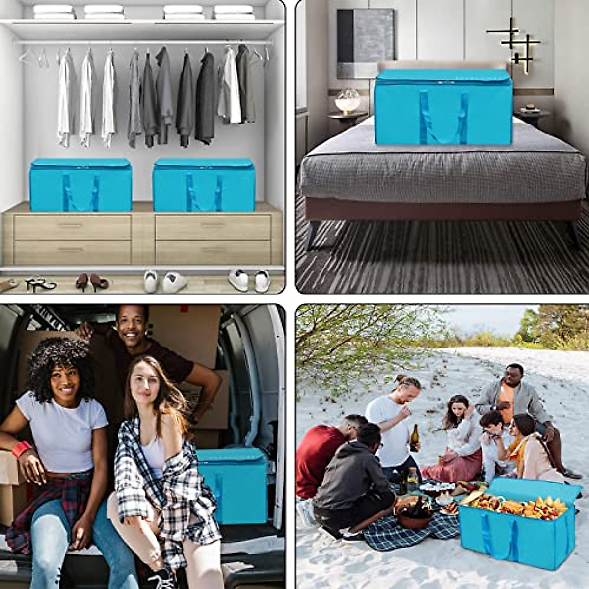 GOOSH 2 Pack Moving Bags Heavy Duty Extra Large with Double Zippers & Carrying Handles, Waterproof Foldable Storage Totes for Space Saving Moving Storage