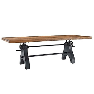 Modway EEI-6149-BLK-NAT Genuine 96" Crank Adjustable Height Dining and Conference Table, Black Natural
