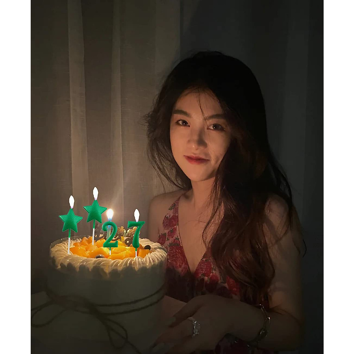 2.75in Green Number 4 Birthday Candles, Glitter Green Happy Birthday Cake Cupcake Toppers Decoration and Celebrating for Adults/Kids Party Baking (Green 2.75in Number 4)