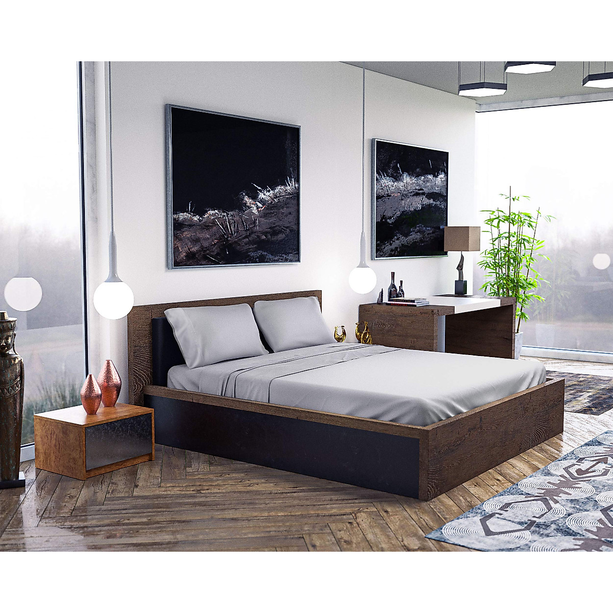 BAMPURE Luxury Series Queen Sheet Set - 100% Pure Viscose derived from Bamboo Sheets Queen Size - Super Soft Queen Cooling Sheets for Hot Sleepers - Up to 16’’ Deep Pocket Queen Sheets (L Grey)