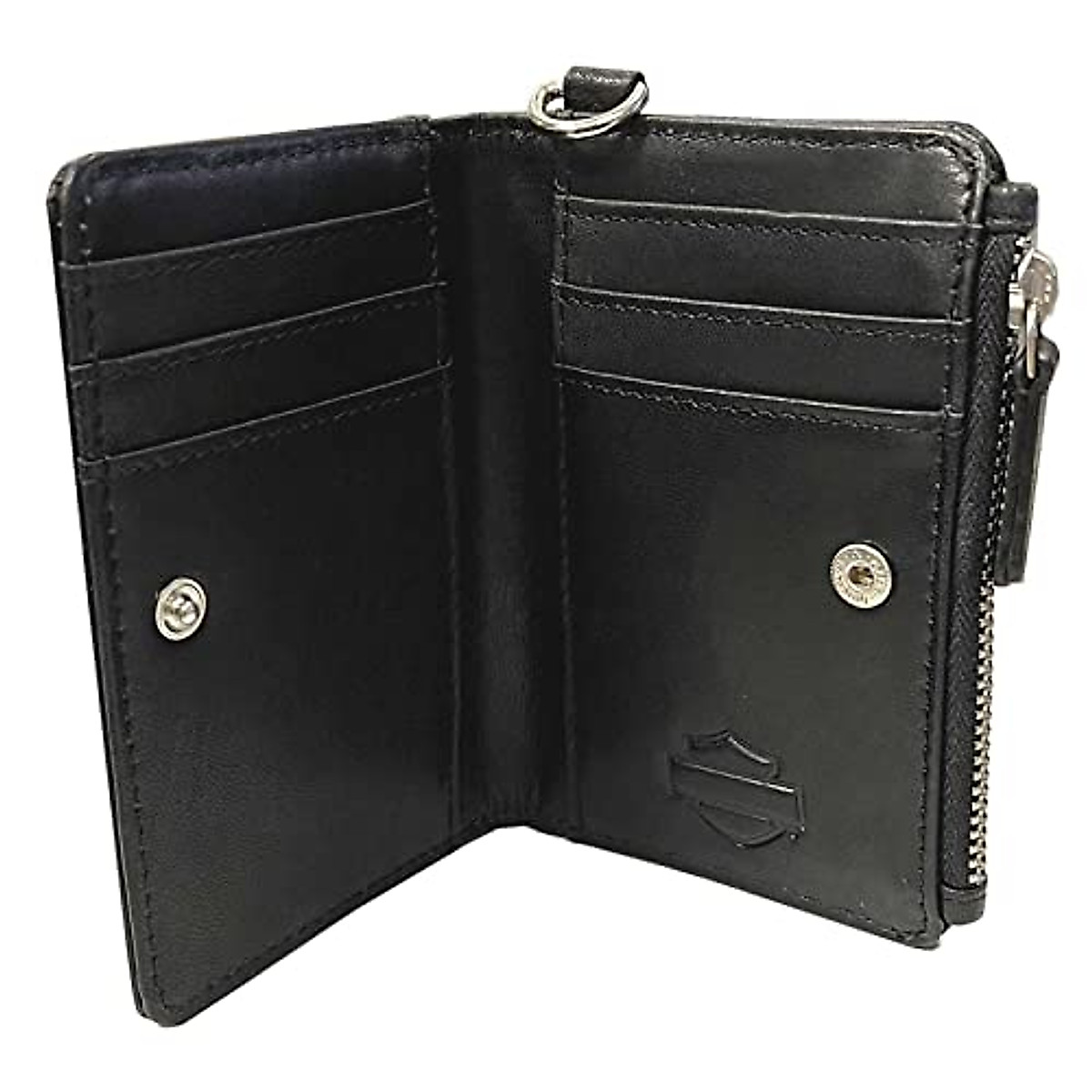Harley-Davidson Women's Rockin' Roses Bar & Shield Small Zip Wallet - Black