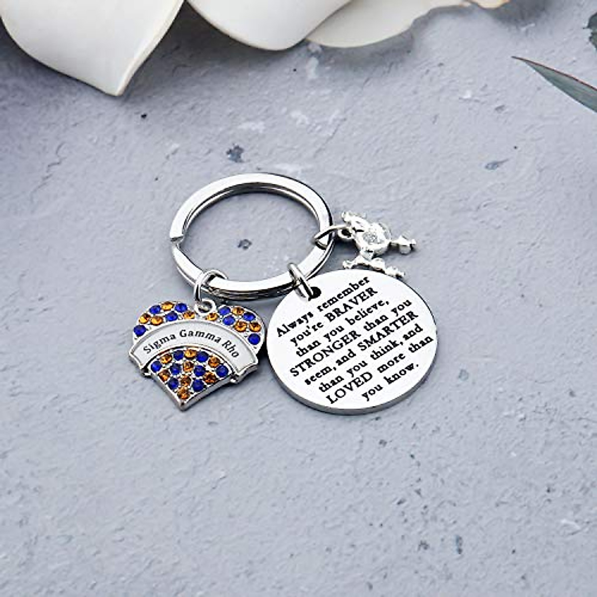Sigma Gamma Rho Sorority Keychain Always Remember You Are Braver Than You Believe Keychain 1922 Sorority Paraphernalia Gift (Sigma Gamma Rho K)