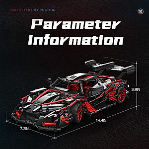 Mesiondy Adults Challenging Racing Car Building Blocks Kit，1:14 1391 Pieces Car Model Building Set DIY Toys for Boys Age 12 13 14 15 16