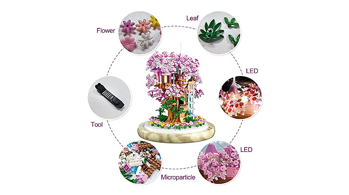 Insgen Cherry Blossom Bonsai Tree Set - 1382 Pcs