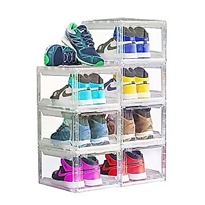 Eapura Shoe Organizer Storage Boxes for Closet 3 Packs | Clear Plastic Stackable Shoe Storage Bins with Drawers & Lids, Clothes Kids Toy Under Bed Shoe Storage Containers | Robust, Durable 43X29X14CM