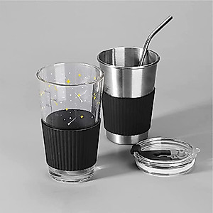 ATCYMI 6 PCS Reusable Coffee Cup Sleeves for Iced Hot Drink Silicone Heat Resistant Protector Cover for Glass Bottle Mug Cup Sleeve