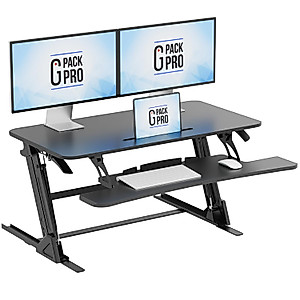 G-PACK PRO Standing Desk Converter - Height Adjustable Sit Stand Desk Riser up to 20.5" - Super Wide 37" Table fits Dual Monitors - 22 Ergonomic Adjustable Standing Desk Workstation Positions