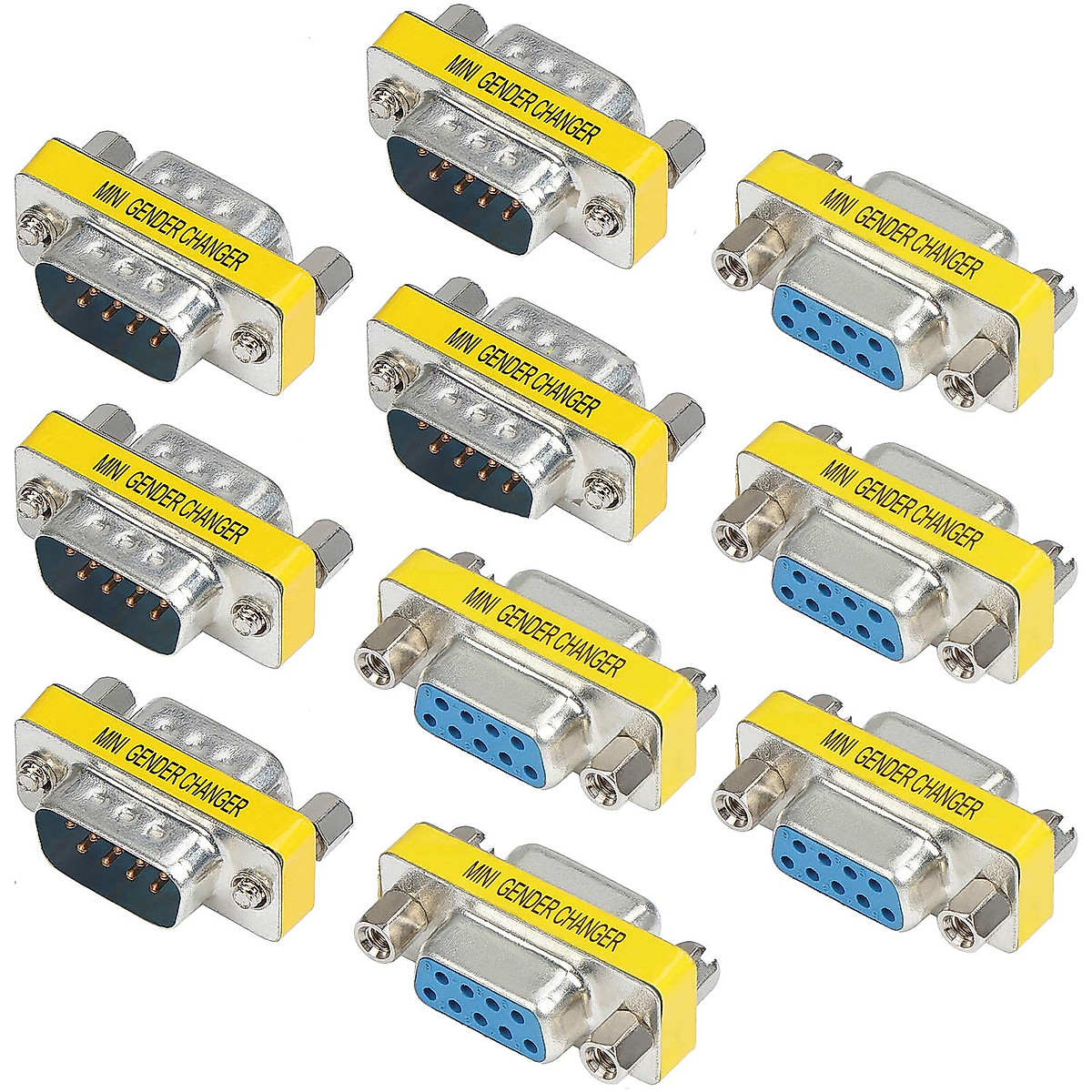 abcGoodefg 9 Pin RS-232 DB9 Male to Male Female to Female Serial Cable Gender Changer Coupler Adapter (10 Pack)