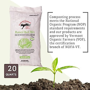 Vermont Compost Company Raised Bed Mix | High-Nutrient Compost-Based Potting Soil for Plants & Vegetables Organic Gardening - 20 Quarts | Gardener's Supply Co Exclusive