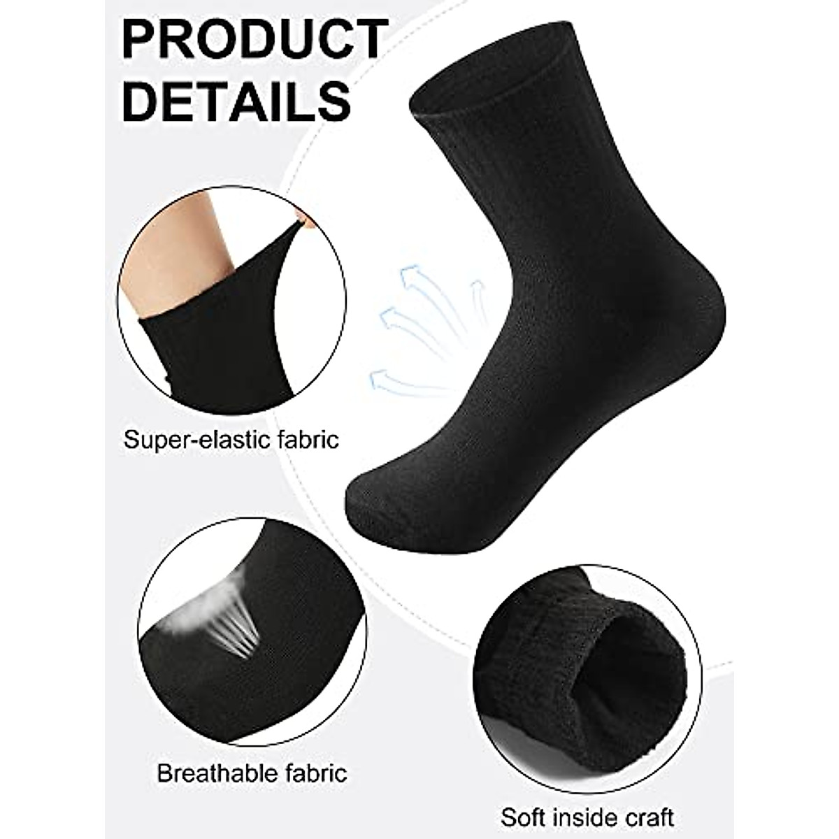 Tarpop 100 Pairs Mens Socks Bulk Moisture Wicking Socks Casual Sports Ankle Socks Bulk for Homeless Unisex Adult Men Women (Black)