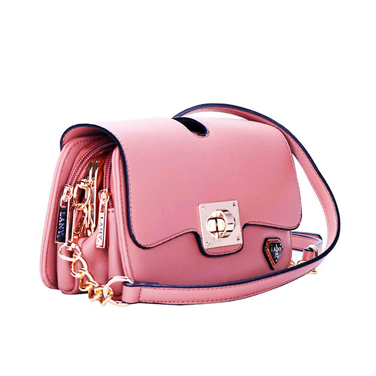 LANY "Daria Twist Lock Multi Compartment Cross Body Handbag (black)